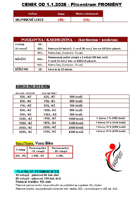 ceník proměny havířov